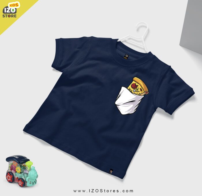Pizza Dark Blue Pocket Kids Tshirt | IZO Stores - IZO Store