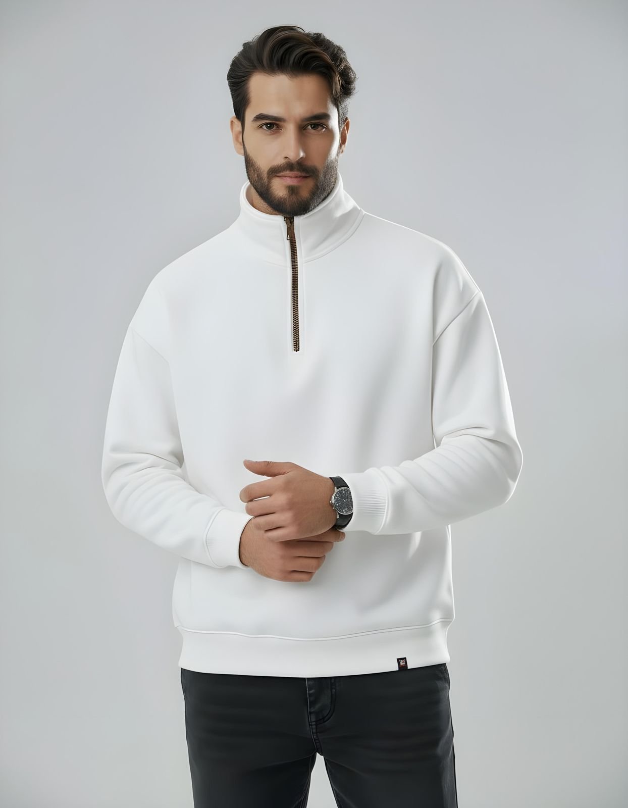 Half Zip Sweatshirt White – Heavy Cotton | IZO Store - IZO Store